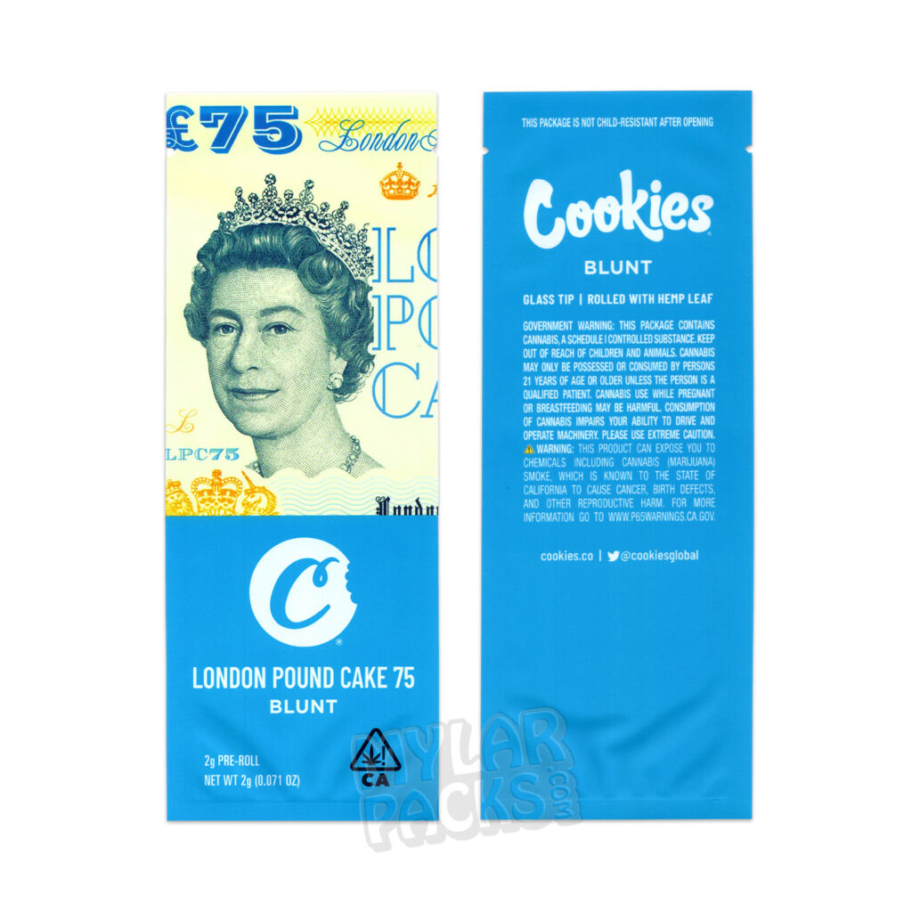 London Pound Cake by Cookies 2g Preroll Blunt Empty Packaging Pop Tube ...