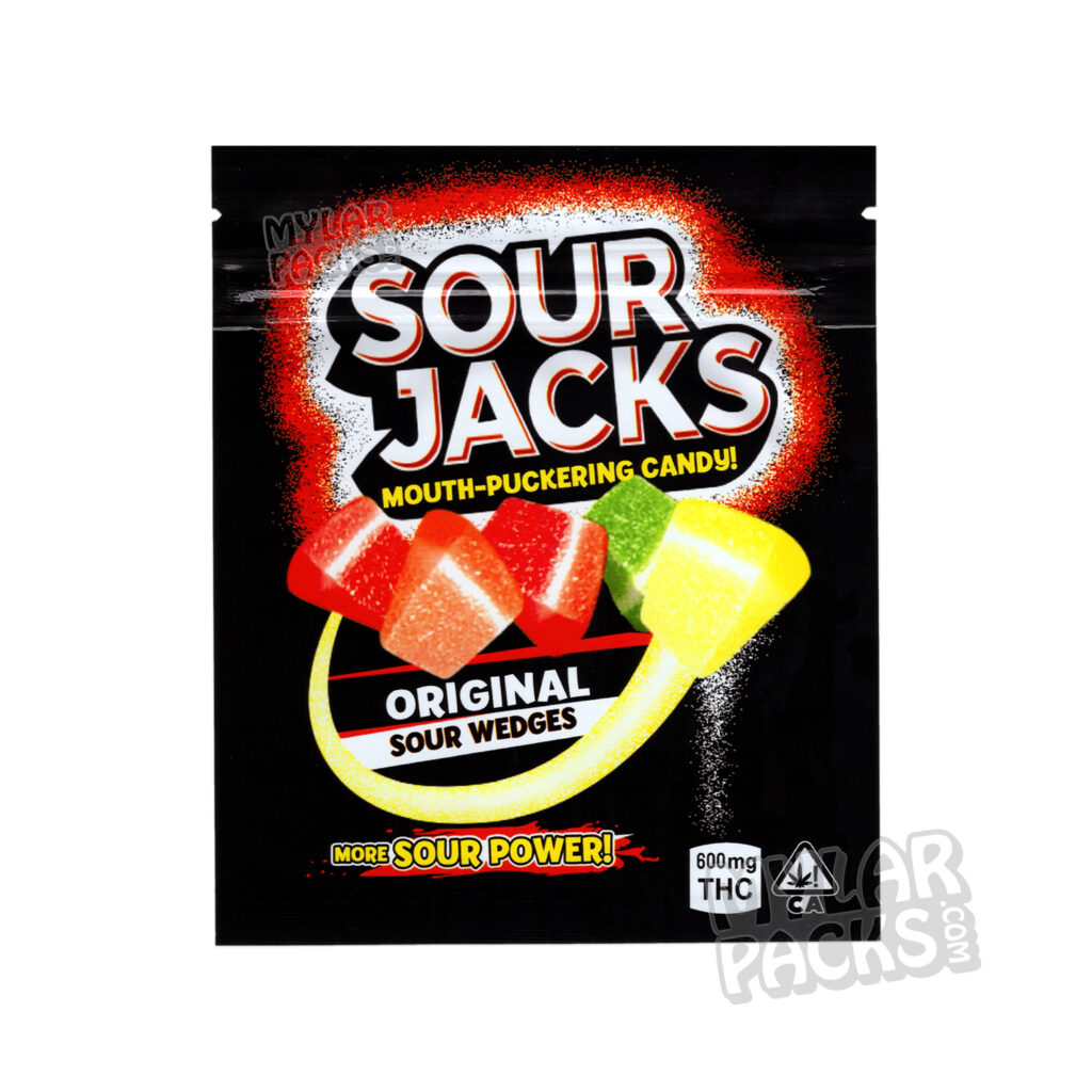 Sour Jacks Original Wedges Mylar - 600mg Edibles Packaging