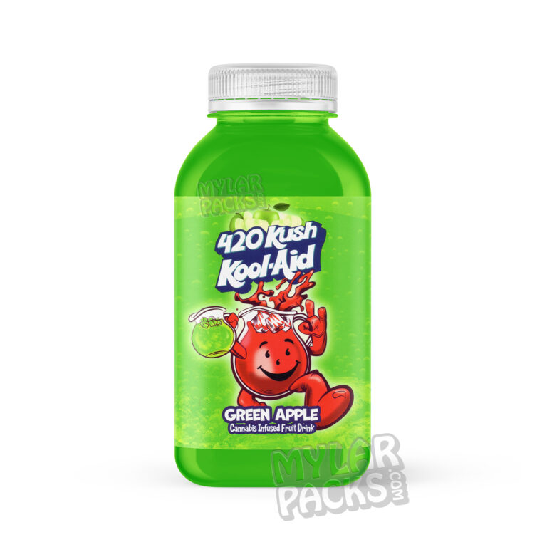 420 Kush Kool Aid Green Apple 500mg Infused Drink Label