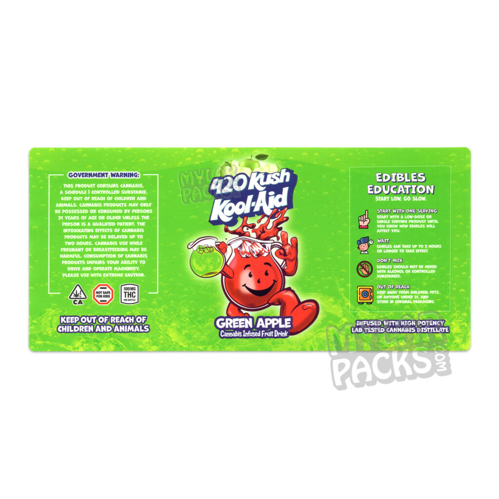 420 Kush Kool Aid Green Apple 500mg Infused Drink Sticker Wraparound ...