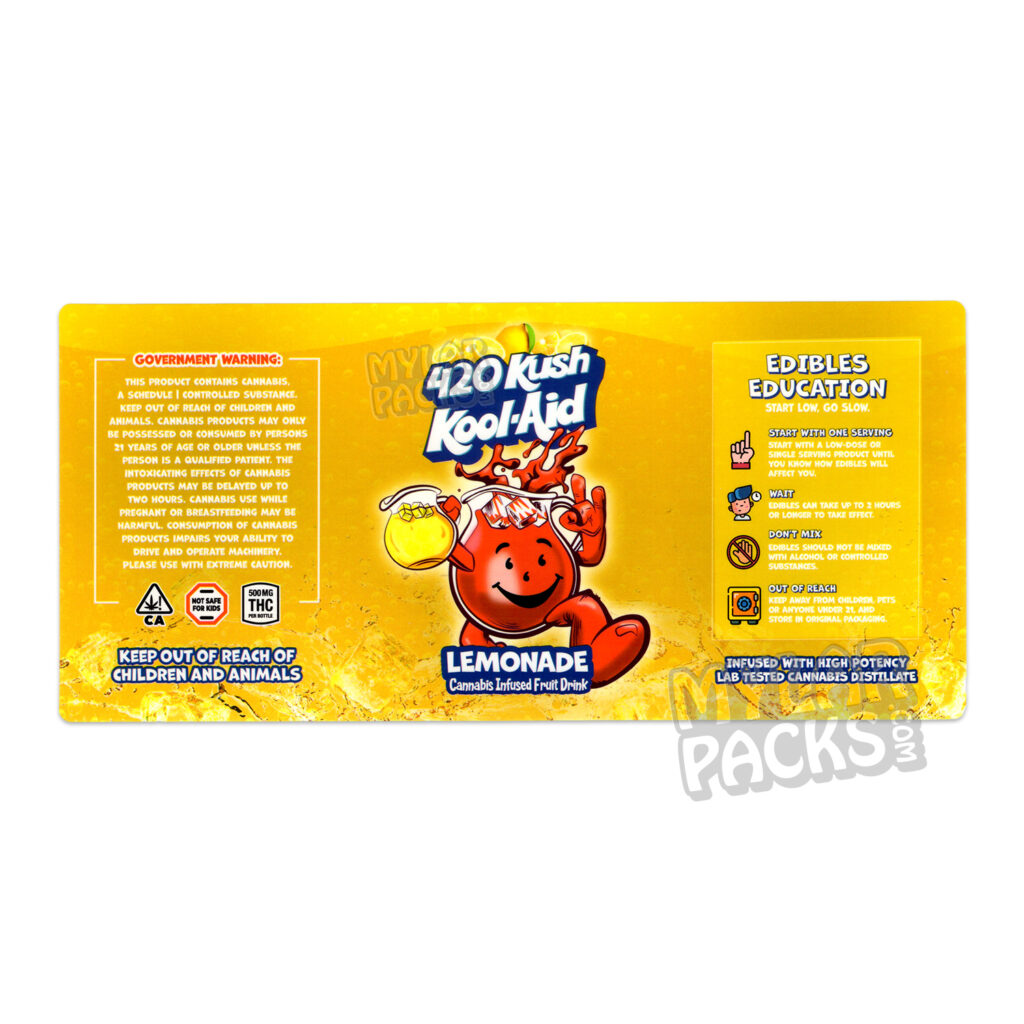 420 Kush Kool Aid Lemonade 500mg Infused Drink Label