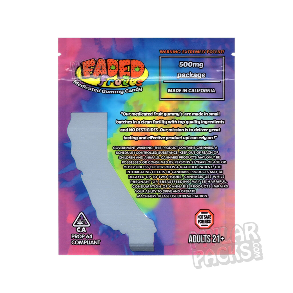 Faded Fruits Rainbow Gelato 500mg Empty Gummies Mylar Bag Edibles ...
