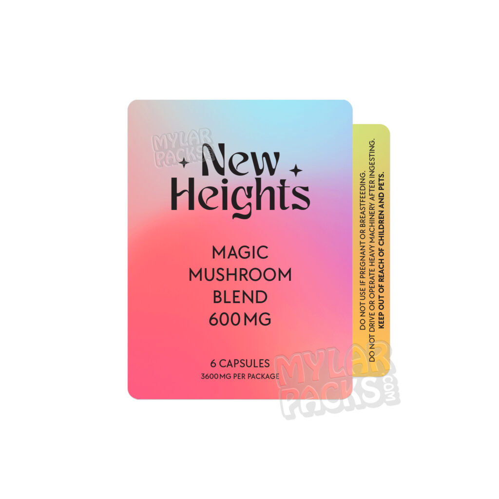 New Heights Empty Shroom Pill Capsule Bottle Packaging