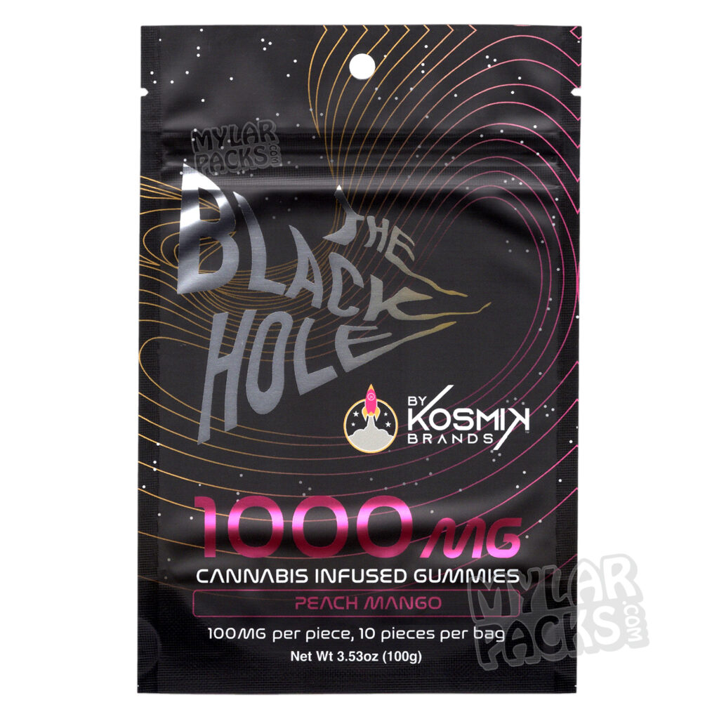 Kosmik Black Hole Peach Mango 1000mg Empty Mylar Bag Edibles Candy ...